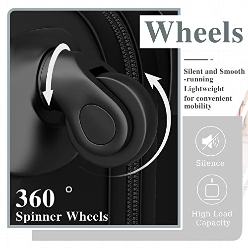 VLIVE HardShell Luggage Set with Spinner Wheel, 3 Pieces Suitcase Set with TSA Lock, Expandable Travel Suitcase Set (Black)