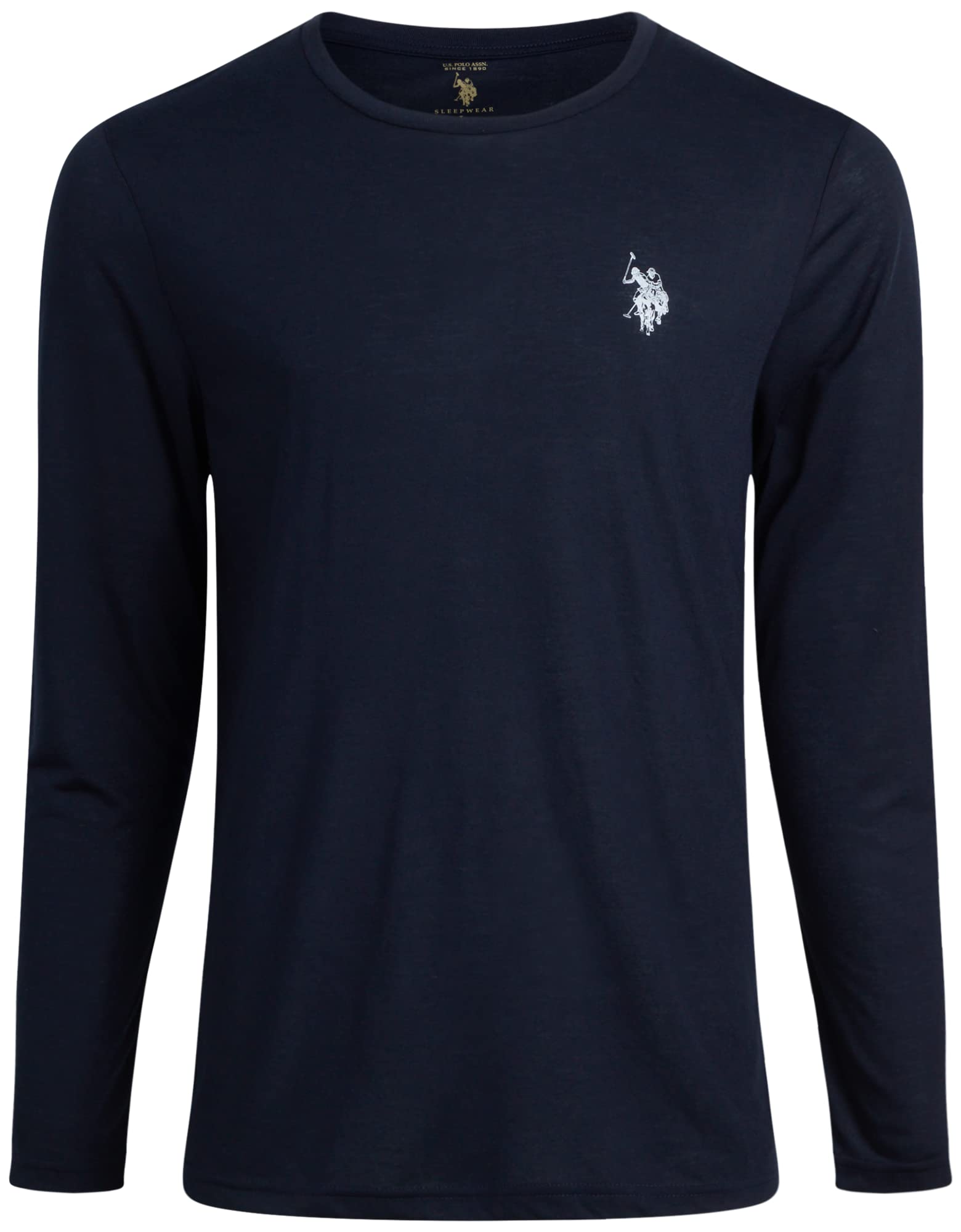 U.S. Polo Assn. Men's Pajama Set - 2 Piece Long Sleeve T-Shirt and Fleece Lounge Pants, Gift Box, Size Medium, Sky Captain