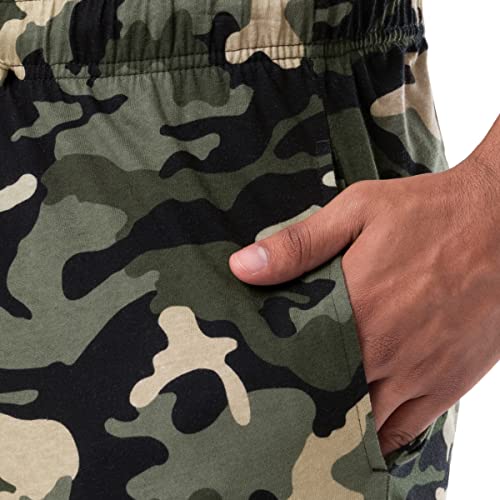 Fruit of the Loom Men's 1-Pack Extended Sizes Jersey Knit Sleep Pant (1 & 2 Packs), Camo, Large