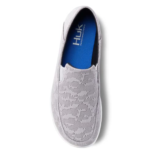 HUK mens Brewster Slip on | Wet Traction Fishing & Deck Boat Shoe, Performance - Overcast Grey, 12 US
