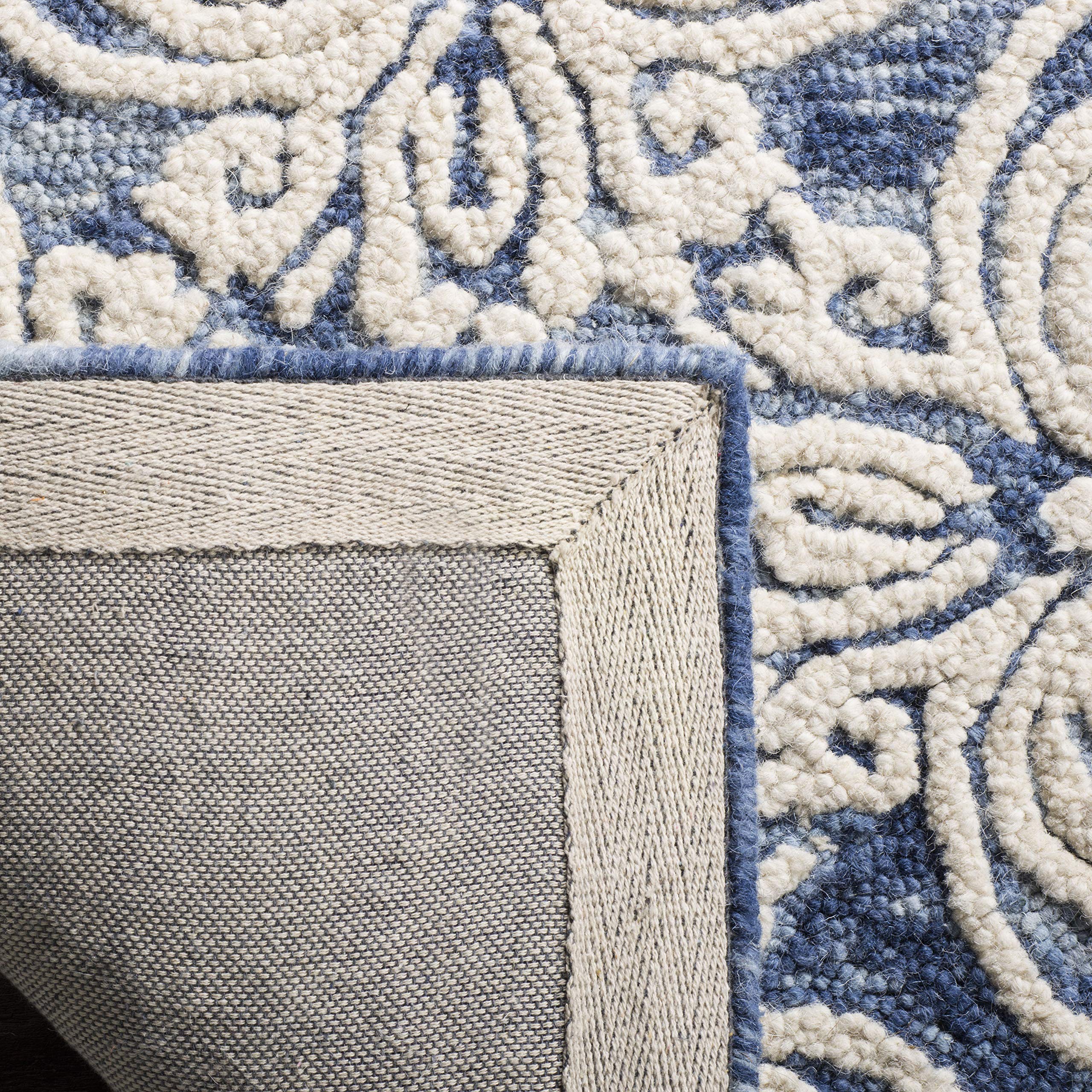 SAFAVIEH Blossom Collection 2' 3" x 12' Blue/Ivory BLM103M Handmade Premium Wool Entryway Foyer Living Room Kitchen Runner Rug