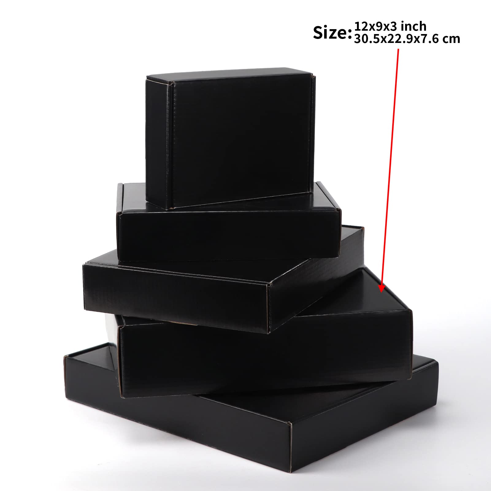 EXYGLO Shipping Cardboard Boxes for Small Business, Packing and Mailing, 12x9x3 - Pack of 20, Black