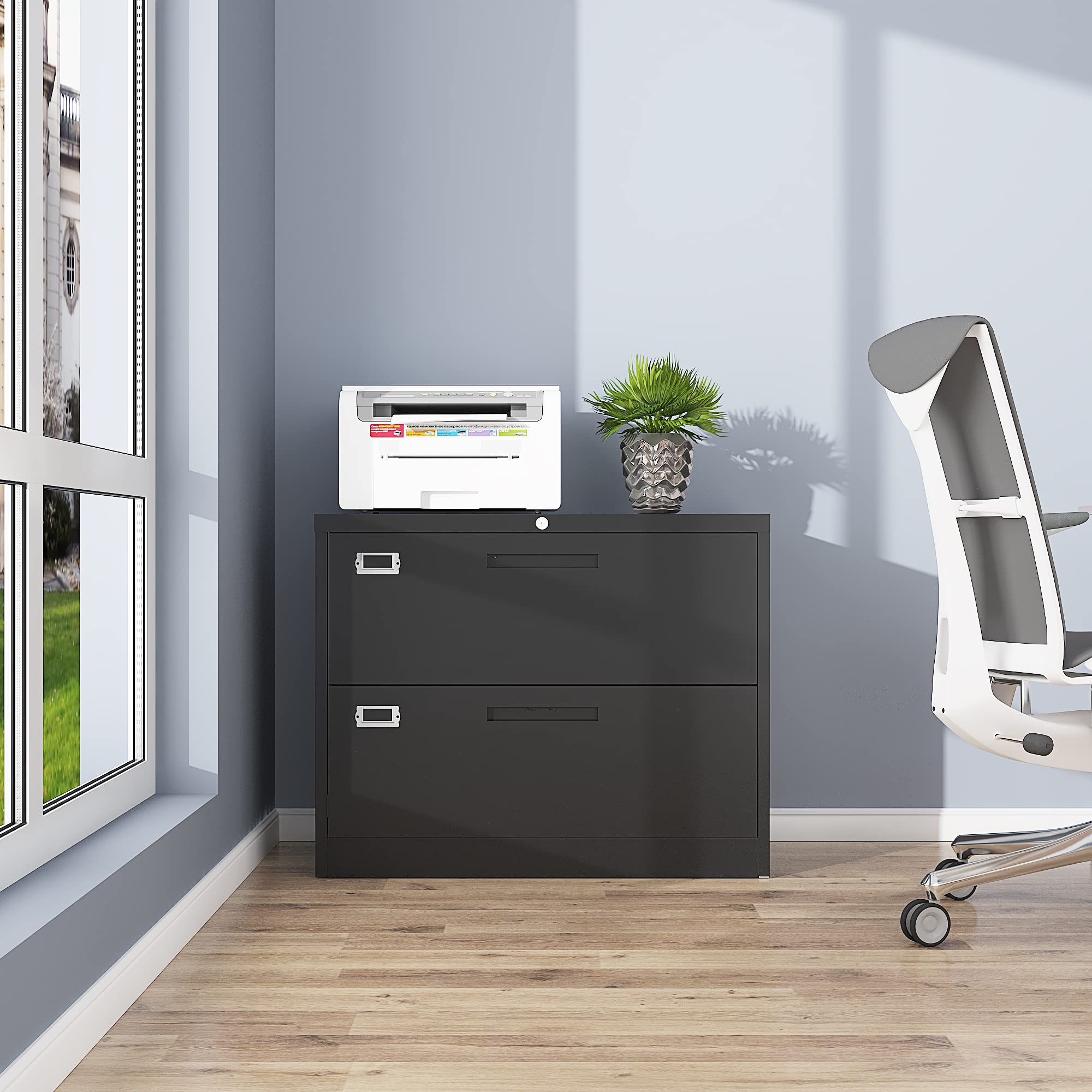 STANI Lateral File Cabinets with Lock, Filing Cabinet, 2 Drawer Lateral File Cabinet with Lock, Metal Lateral File Cabinet for Home and Office, Assembly Required