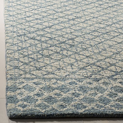 SAFAVIEH Abstract Collection Runner Rug - 2'3" x 12', Blue & Ivory, Handmade Wool, Ideal for High Traffic Areas in Living Room, Bedroom (ABT203A)