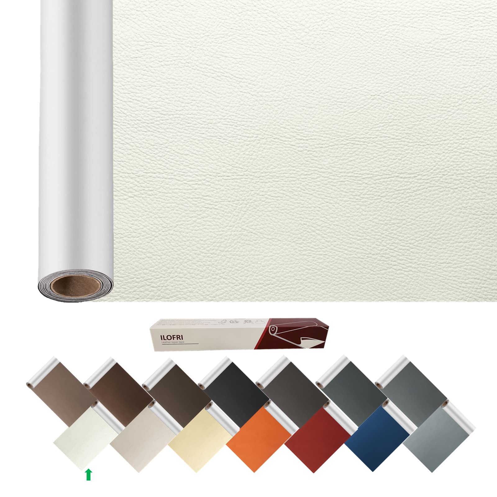 ILOFRI Large Leather Repair Patch 60x17 inch, Self Adhesive Vinyl and Leather Repair Tape Kit for Couch, Car Seat, Furniture, Upholstery, Sofa, Chairs, Handbags - Beige White