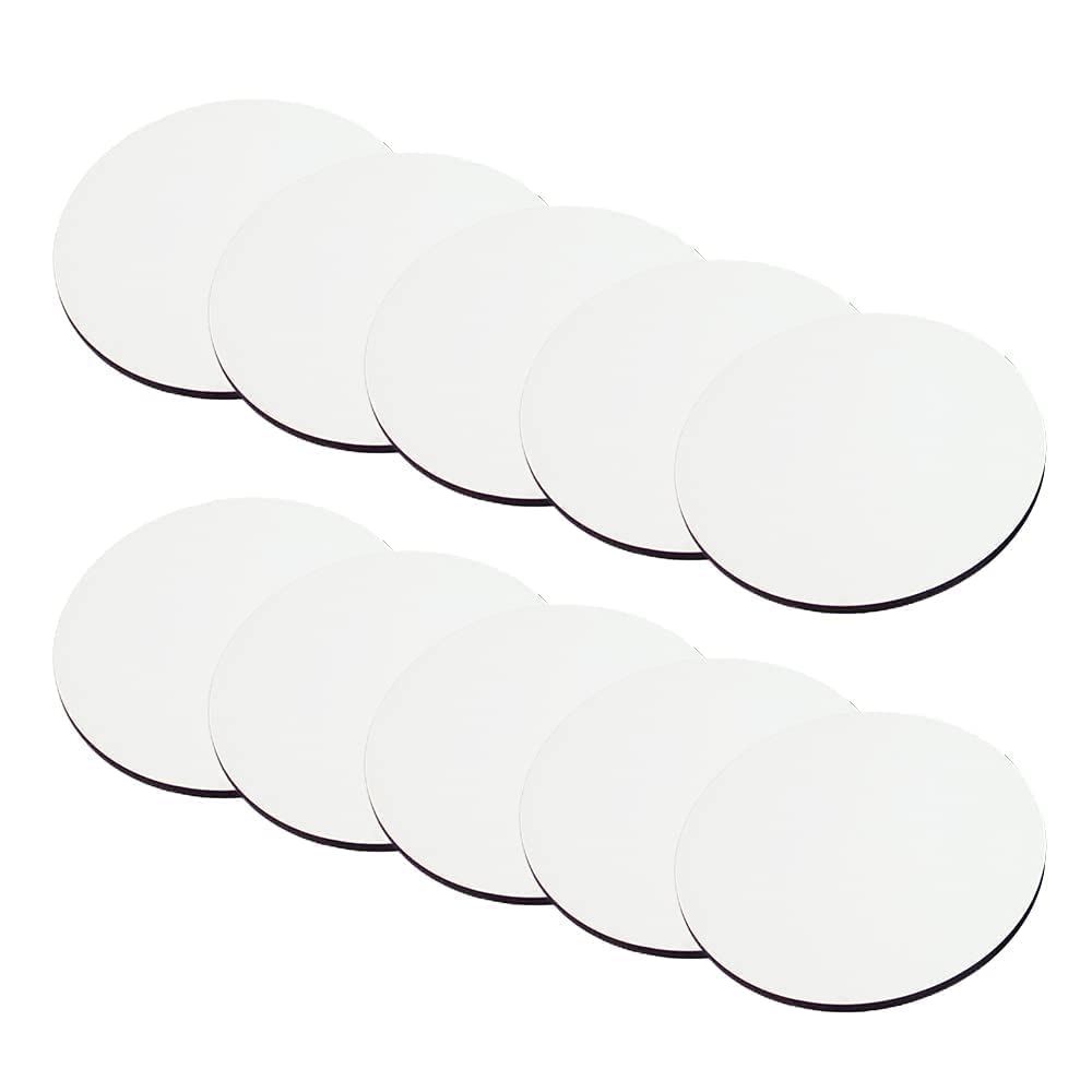 MR.R 10 Pieces Sublimation Blanks Round Cup MDF Coasters, Raw Wood Back Hardboard Sublimation Coasters Blanks,Absorbent Heat Transfer Cup Coasters for Drinks, Party Supplies Coasters and DIY Craft