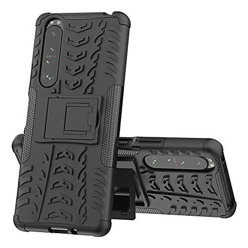 IMIRST Phone Case Sony Xperia 1 III Case Heavy Duty Shockproof Military Grade Dual Layer Hard Slim PC Hybrid Kickstand Protective Cover for Sony Xperia 1 III Hyun (Black) JX