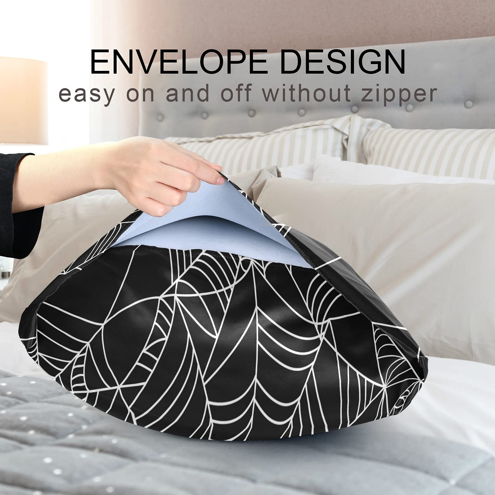 xigua Halloween Spider Web Satin Silk Pillowcase for Hair and Skin, Lightweight Soft Standard Size Pillow Cases, Cooling Pillow Covers with Envelope Closure 20x30in