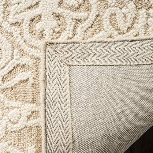 SAFAVIEH Blossom Collection 2' 3" x 12' Beige/Ivory BLM112B Handmade Premium Wool Entryway Foyer Living Room Kitchen Runner Rug