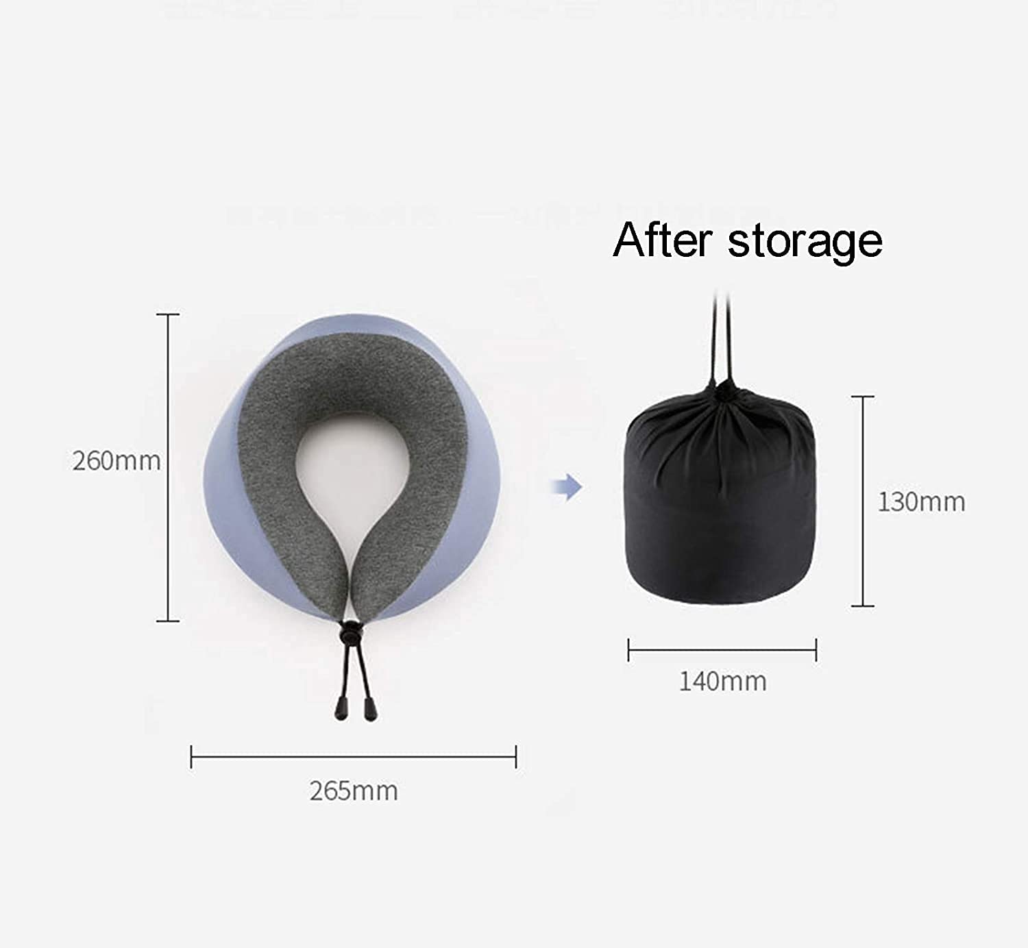 NCRD Travel Pillow - Memory Foam Neck Pillow Support Pillow, Support Cushion U Shaped Portable Travel Pillow for Kids Adults Aircraft Car Train Office