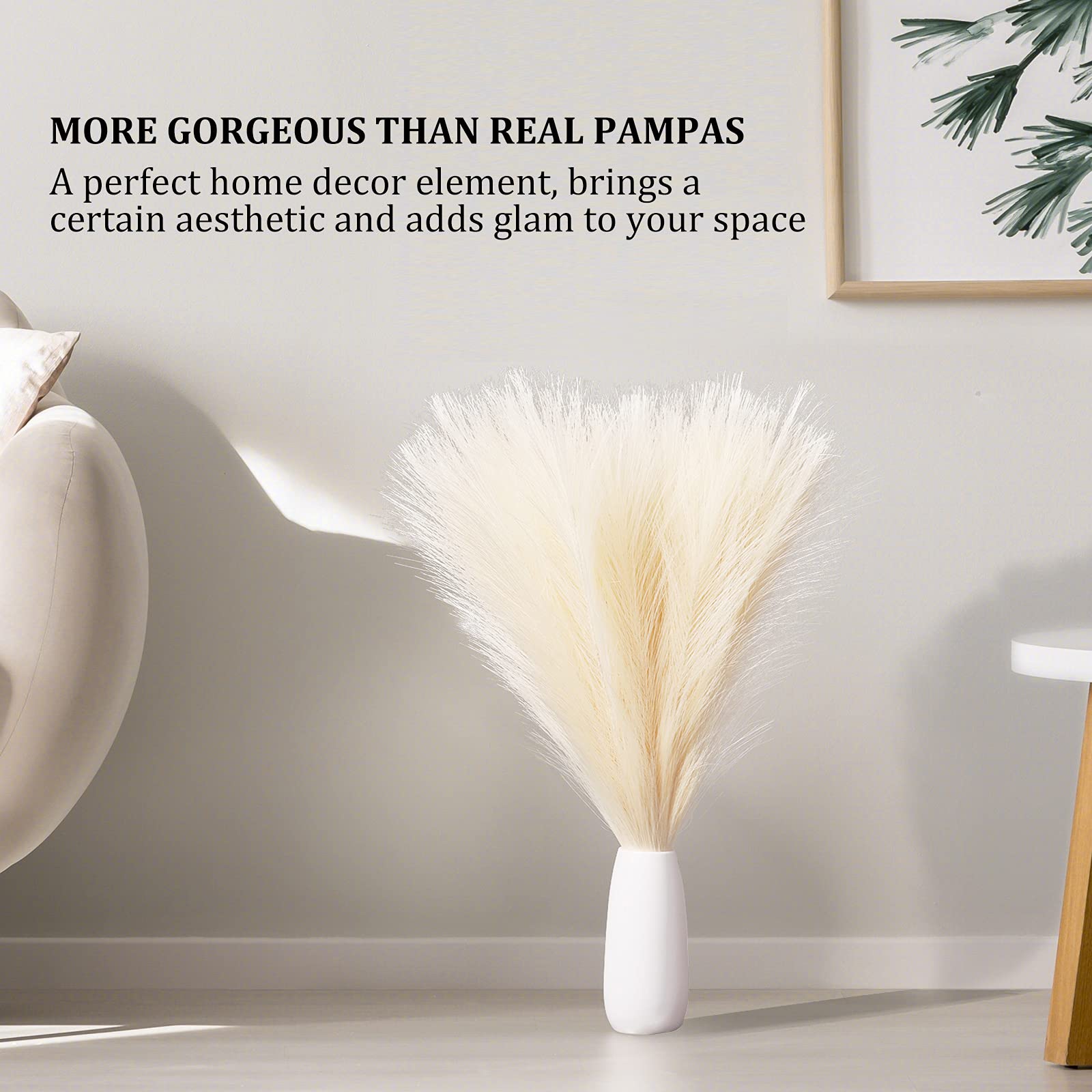 EVODIS Faux Pampas Grass, 18"/45cm Artificial Pampas Grass Fluffy 6 Stem pompous Grass Flower Arrangement for Boho Home Wedding Decoration (Pink)