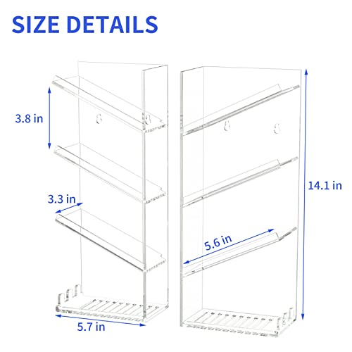AITEE Acrylic Bathroom Organizer Shower Caddy, Clear Shampoo Holder Organizer Shelf Wall Mounted, Shower Organizer with Suction Cup, No Drilling and Rustproof, Sturdy and Durable - Combination Shelf