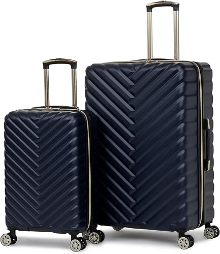 Kenneth Cole REACTION Madison Square Lightweight Hardside Chevron Expandable Spinner Luggage, Navy, 2-Piece Set (20" & 28")