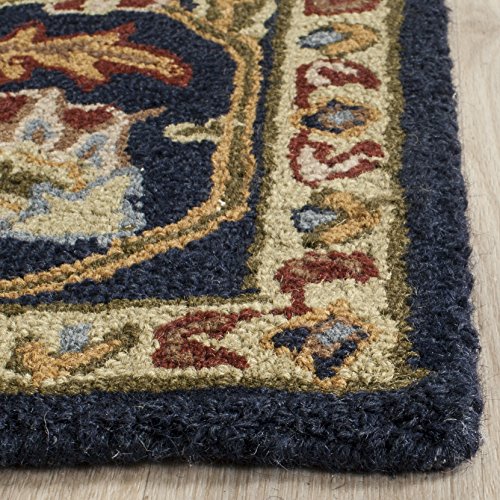 SAFAVIEH Blossom Collection 2' 3" x 12' Navy BLM219A Handmade Premium Wool Entryway Foyer Living Room Kitchen Runner Rug