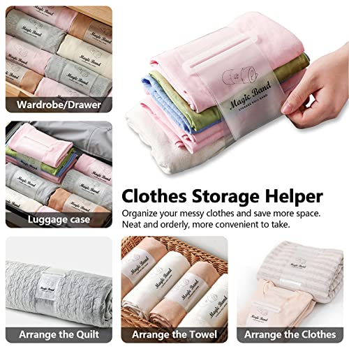 Closet Organizers Storage Belt Self-adhesive Durable PVC Clothes Stacking Organizer Strap for Folded Household Shirt T-shirts Pants Towels Bed Sheets Storage Roll Band Fold Up Organize (9)