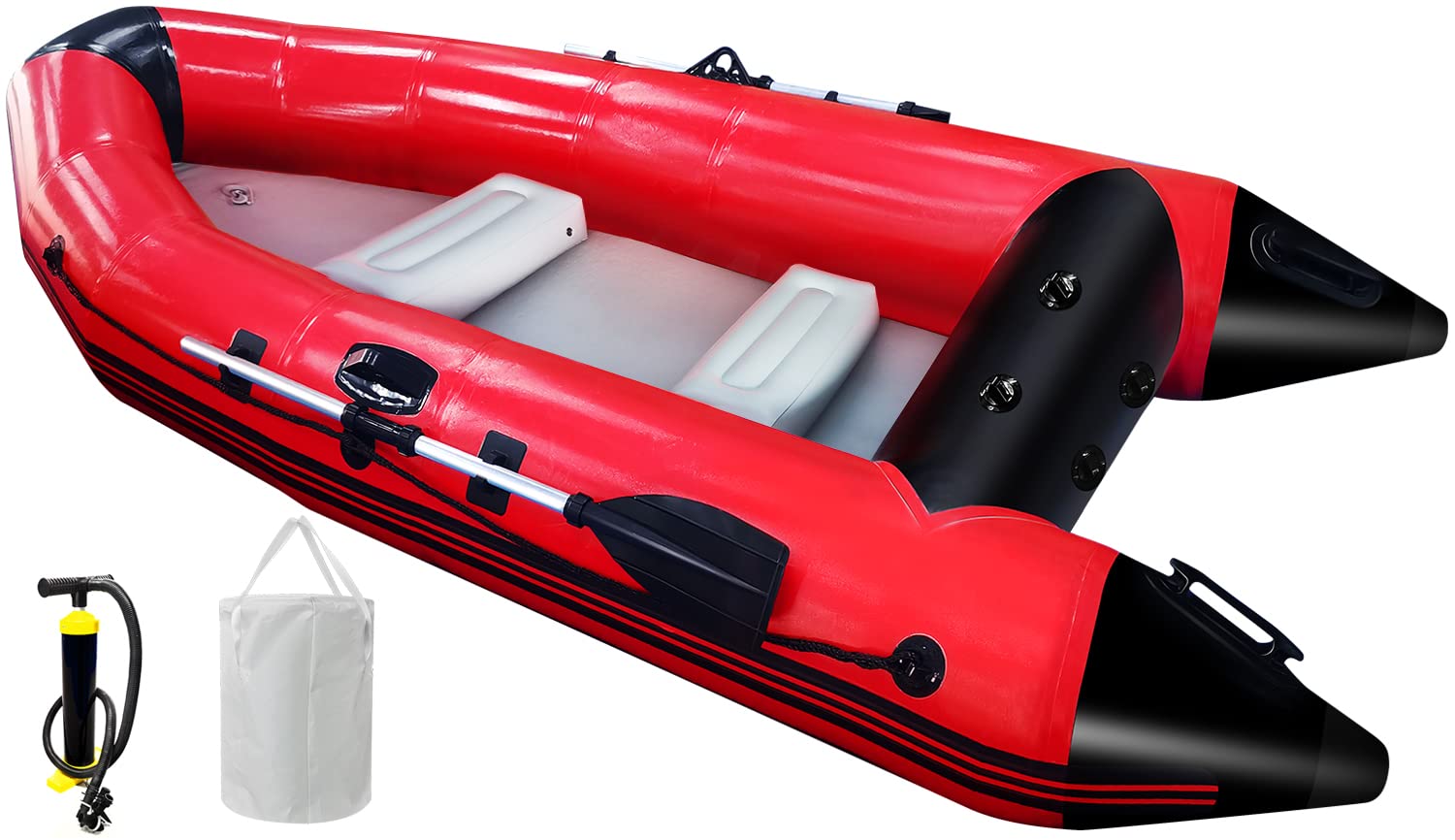 AZXRHWYGS 10 ft Dinghy Boats, 4 Persons Inflatable Boat Fishing Kayak Raft Sport Boat for Adults with Paddles Air Pump Carry Bag