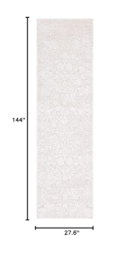 SAFAVIEH Reflection Collection Runner Rug - 2'3" x 12', Creme & Ivory, Non-Shedding & Easy Care, Ideal for High Traffic Areas in Living Room, Bedroom (RFT667D)