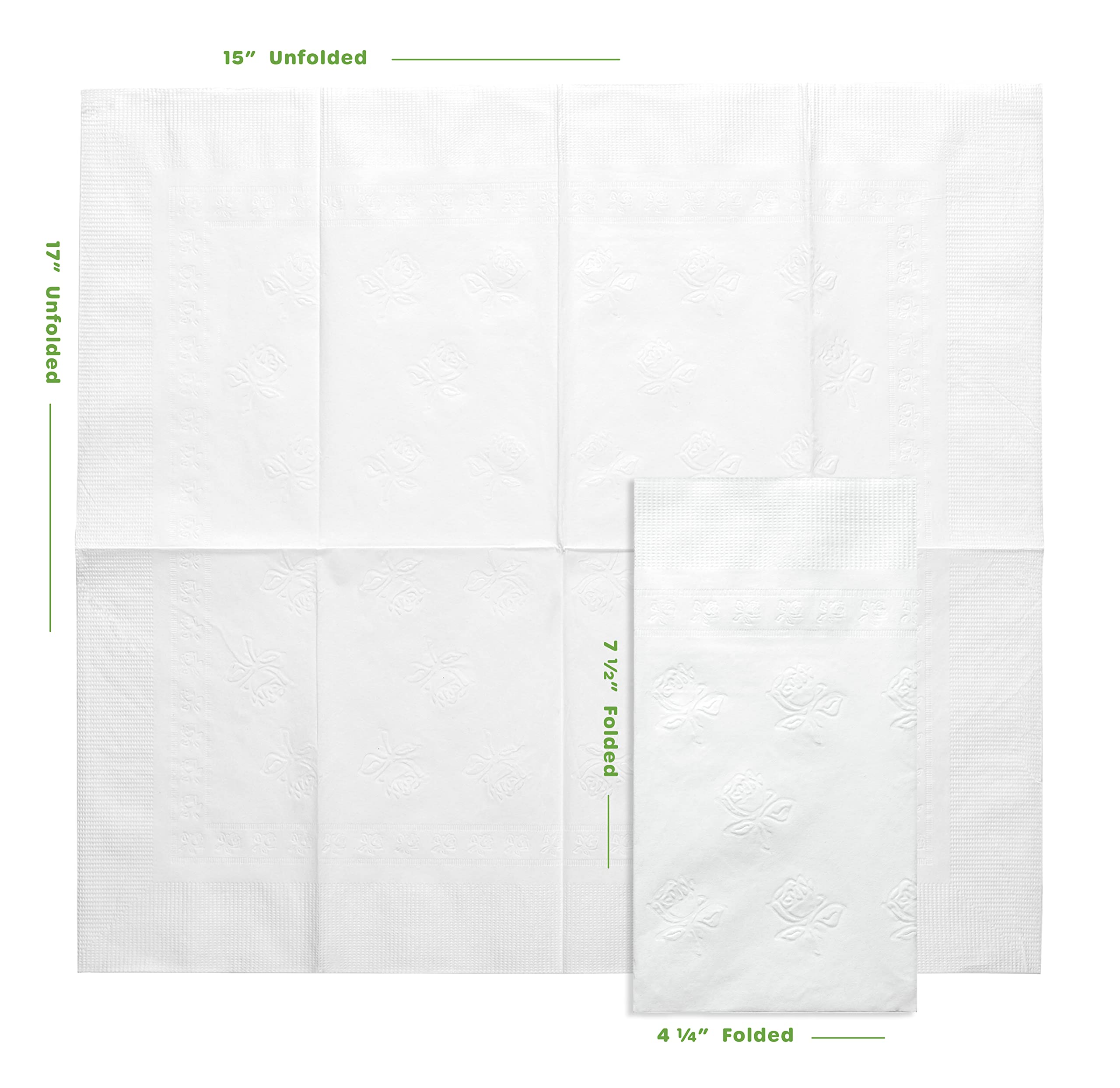 Comfy Package [300 Count - 7 ½” x 4 ¼” Folded] Paper Dinner Napkins - Disposable 2-Ply White Party Napkins (15” x 17” Unfolded)