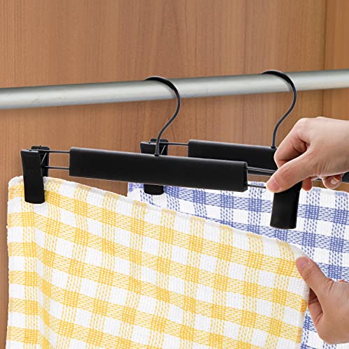Tosnail 24 Pack Plastic Skirt Pants Clothes Hangers with Adjustable Clips and Swivel Hook for Skirts, Pants, Jeans, Trousers - Black