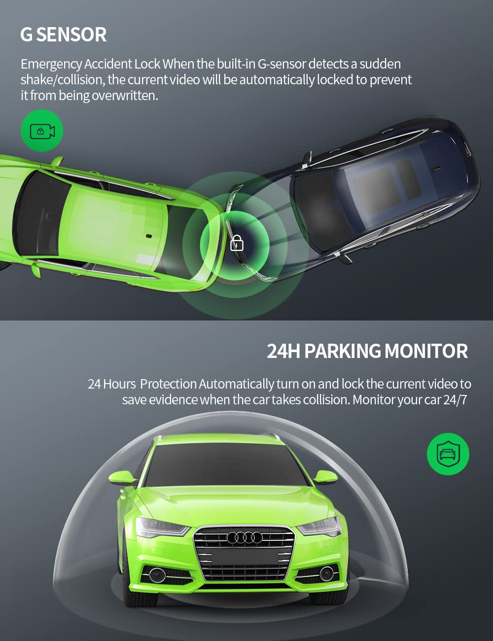 4K Dash Cam WiFi GPS - Front and Rear Dual Dash Camera for Cars, 3" IPS Touchscreen, Sony Sensor, Super Night Vision, Parking Mode, Support 256GB Max, Surfola SD810