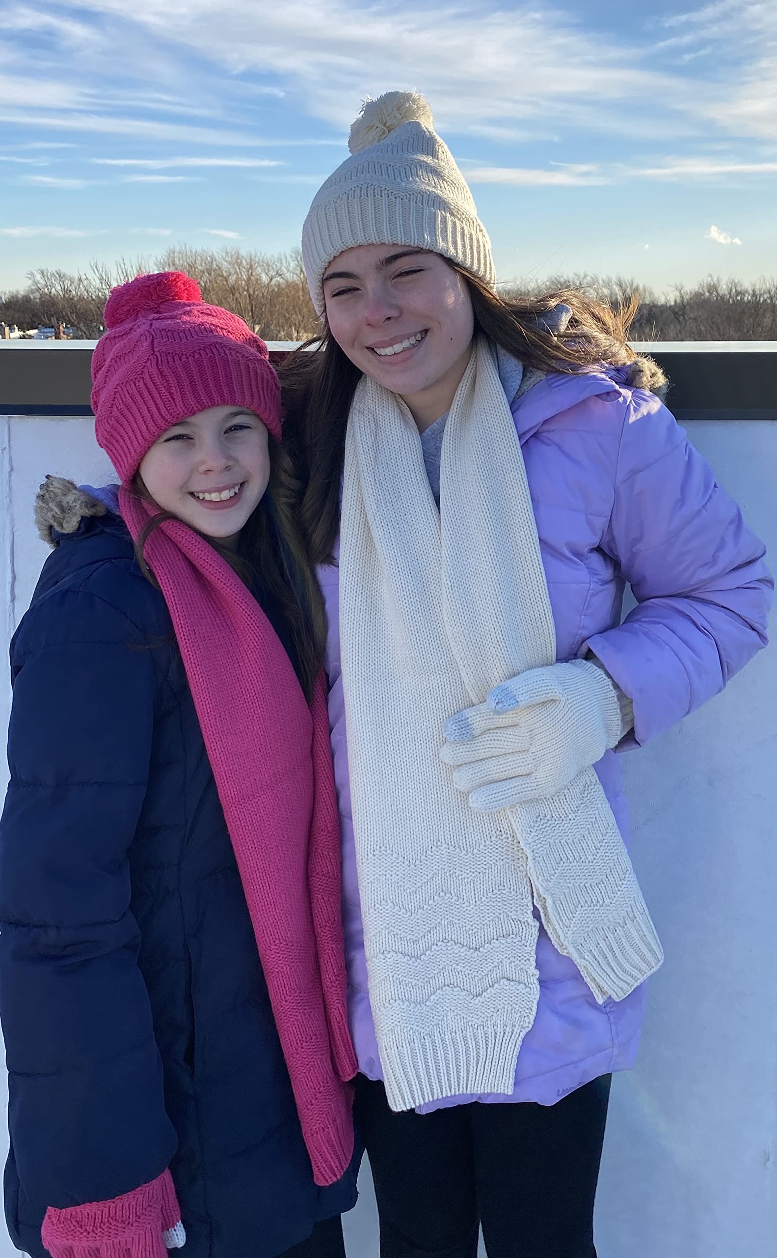 N'Ice Caps Girls Gloves Hat Scarf Winter Kids 3 Piece Set Cable Knit Warm Sherpa Lined (Fuchsia 1, 9-13 Years)