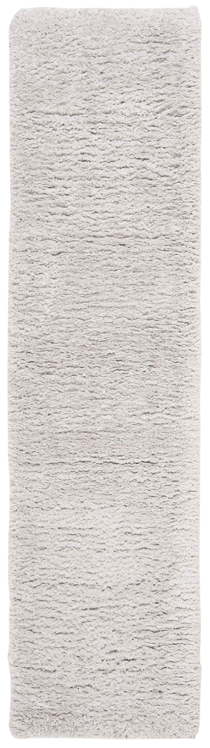 SAFAVIEH Madrid Shag Collection 2' x 12' Runner Rug Silver MDG256G Solid Non-Shedding Entryway Foyer Living Room Kitchen 2-inch Thick Runner Rug