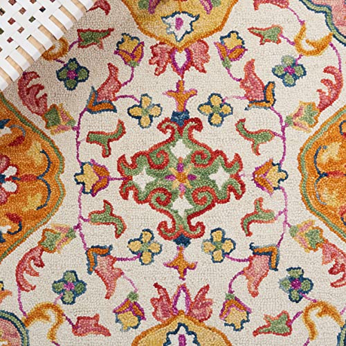 SAFAVIEH Blossom Collection 2' 3" x 12' Ivory/Multi BLM456A Handmade Premium Wool Tassel Entryway Foyer Living Room Kitchen Runner Rug