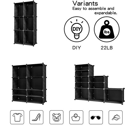 KOUSI Portable Shoe Rack Organizer 24 Pair Tower Shelf Storage Cabinet Stand Expandable for Heels, Boots, Slippers, 6 Tier Black