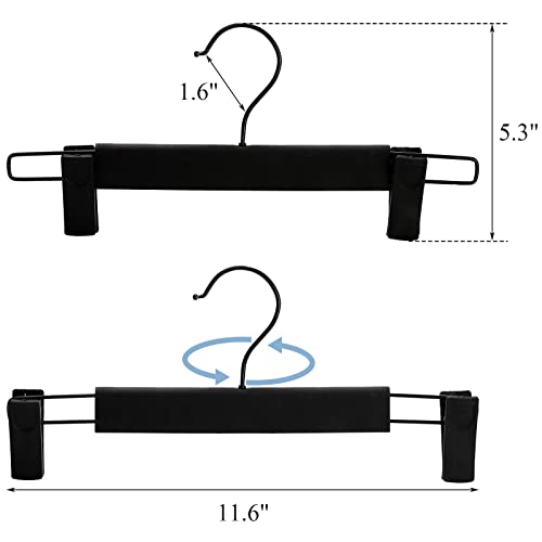 Tosnail 24 Pack Plastic Skirt Pants Clothes Hangers with Adjustable Clips and Swivel Hook for Skirts, Pants, Jeans, Trousers - Black