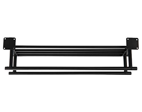 Mind Reader Alloy Collection, Wall-Mount Towel Rack with 2 Bars and Top Shelf, Drying Rack, Metal, Black