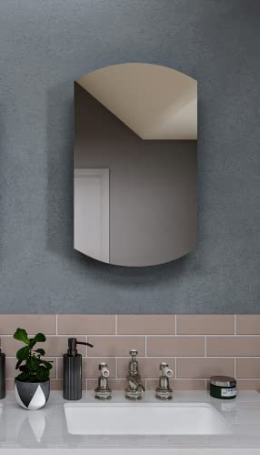 Croydex Sirena, Recessed or Surface Mount, Hang 'n' Lock Easy Installation Medicine Cabinet, 16W x 26H, Aluminum