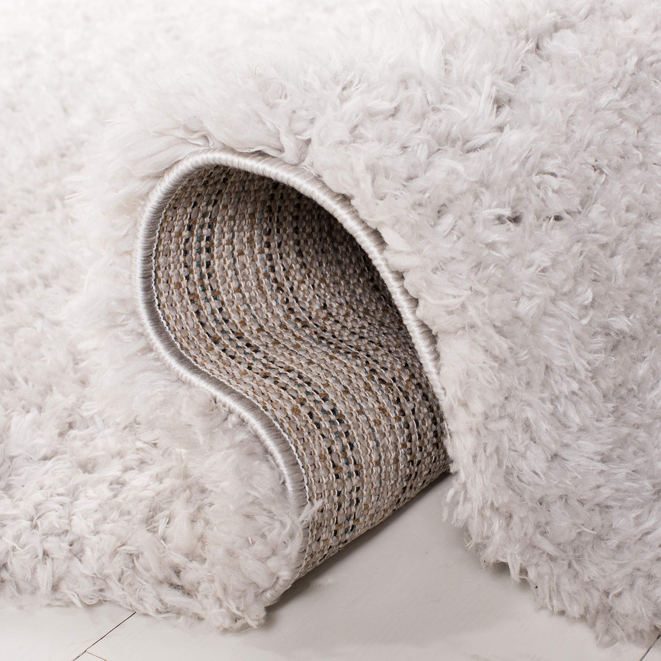 SAFAVIEH Madrid Shag Collection 2' x 12' Runner Rug Silver MDG256G Solid Non-Shedding Entryway Foyer Living Room Kitchen 2-inch Thick Runner Rug
