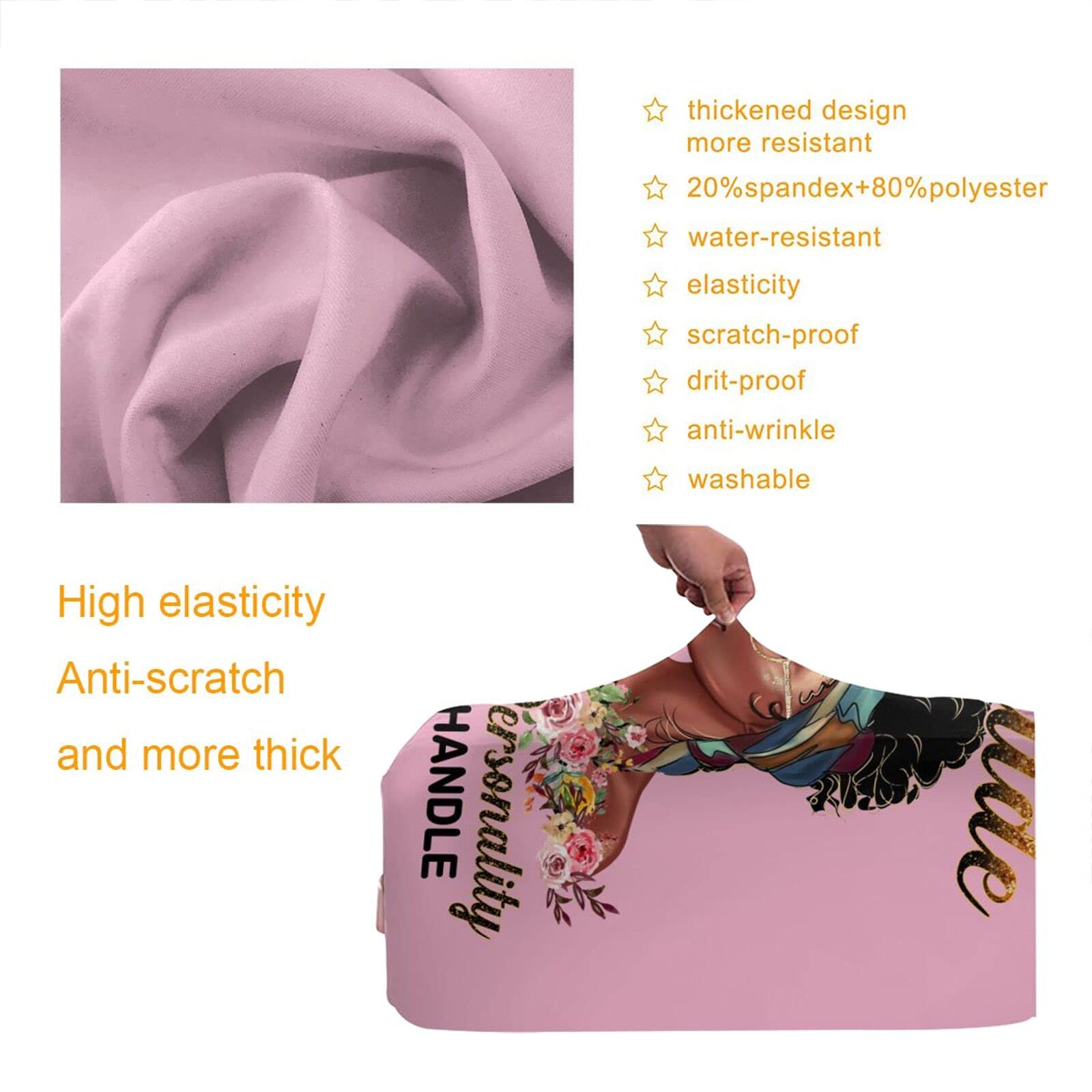 Hepmant Travel Suitcase Protector African American Woman Elastic Protective Washable Luggage Cover With Concealed Zipper Suitable For 18-32 Inch 【S (for 18-21 inch luggage)】