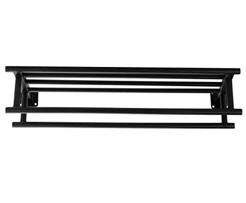 Mind Reader Alloy Collection, Wall-Mount Towel Rack with 2 Bars and Top Shelf, Drying Rack, Metal, Black