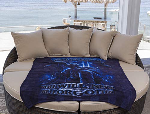 Erazor Bits Throw Blanket 50 x 60| Never Forget Fallen Soldier Throw Blanket MM110-TB