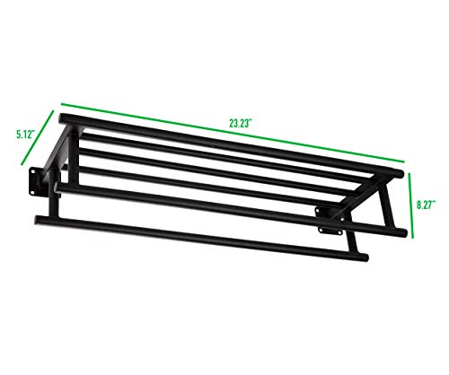 Mind Reader Alloy Collection, Wall-Mount Towel Rack with 2 Bars and Top Shelf, Drying Rack, Metal, Black