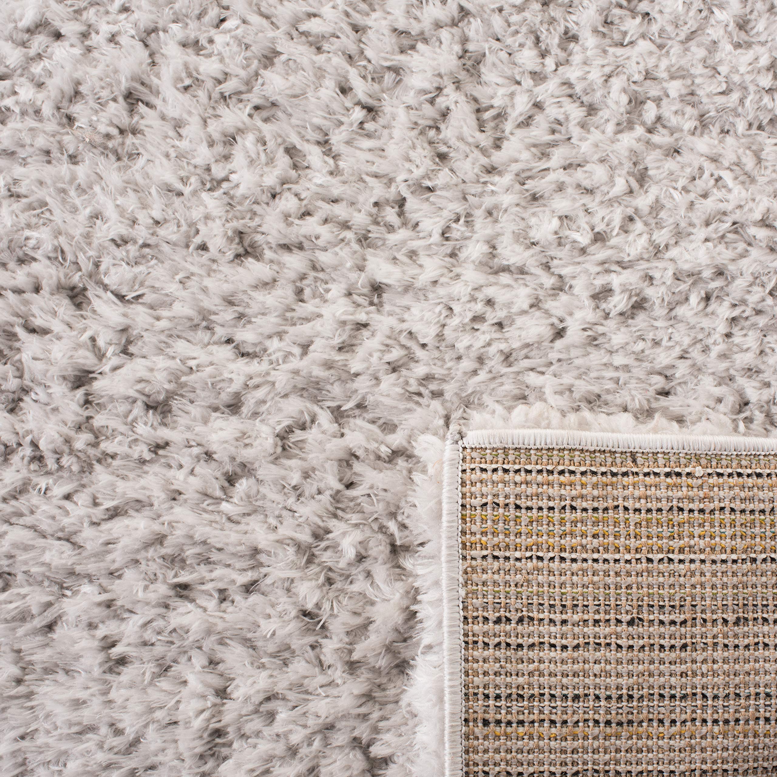 SAFAVIEH Madrid Shag Collection 2' x 12' Runner Rug Silver MDG256G Solid Non-Shedding Entryway Foyer Living Room Kitchen 2-inch Thick Runner Rug