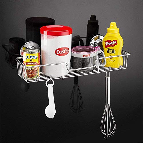 iPEGTOP L-4 Strong Suction Cup Shower Caddy Bath Shelf Storage, Combo Organizer Basket for Shampoo, Soap, Conditioner, Razor Bathroom Accessories - Rustproof Stainless Steel, Chrome