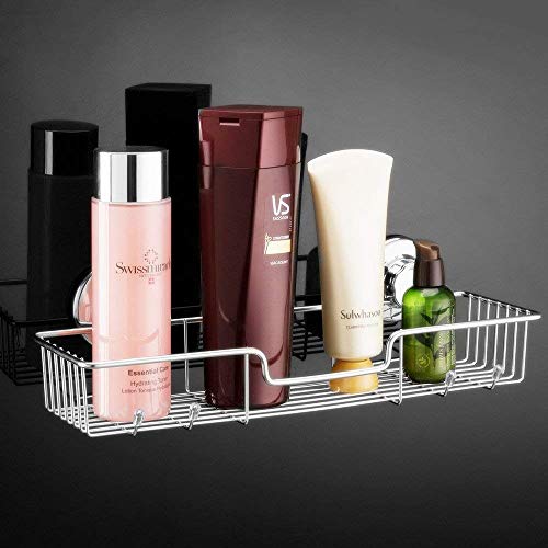 iPEGTOP L-4 Strong Suction Cup Shower Caddy Bath Shelf Storage, Combo Organizer Basket for Shampoo, Soap, Conditioner, Razor Bathroom Accessories - Rustproof Stainless Steel, Chrome