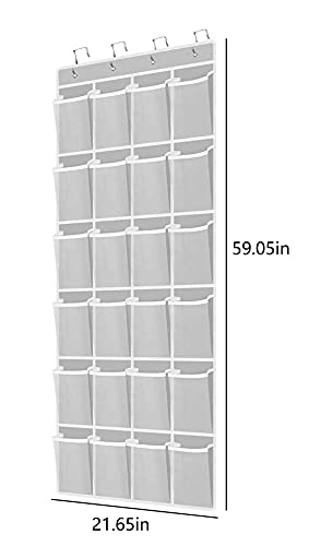 N/C Over The Door Shoe Organizer,Hanging Shoe Organizer for Closet Organizers and Storage,24 Large Mesh Breathable Pockets Hanging Shoe holder,Over The Door Shoe Rack with 4 Hooks