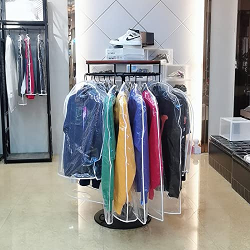 QQXX Round Clothing Rack,Walnut Wood Clothes Rack,Rotating Clothes Display Rack Circle,Clothing Garment Rack with Topper,freestanding Clothes Racks Coat Rack for Hanging Clothes Clothing Store Use