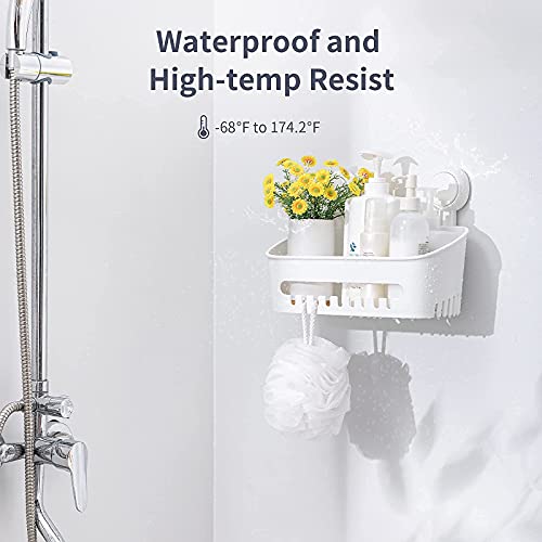 LEVERLOC Corner Shower Caddy Suction Cup And NO-Drilling Removable Shower Caddy Suction Cup Bathroom Shower Shelf Heavy Duty Max Hold 22lbs Caddy Organizer Shower Corner Rack for Bathroom & Kitchen