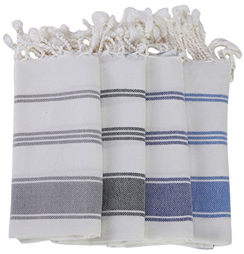(SET of 8) Turkish Cotton Hand Face Head Guest Gym Towel Set Peshtemal Washcloth Kitchen Tea Towel Dish Cloth Set (MultiColor)