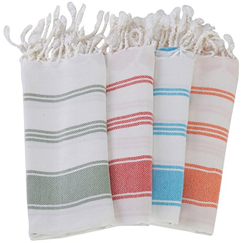 (SET of 8) Turkish Cotton Hand Face Head Guest Gym Towel Set Peshtemal Washcloth Kitchen Tea Towel Dish Cloth Set (MultiColor)