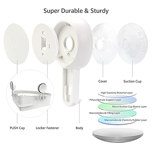 LEVERLOC Corner Shower Caddy Suction Cup And NO-Drilling Removable Shower Caddy Suction Cup Bathroom Shower Shelf Heavy Duty Max Hold 22lbs Caddy Organizer Shower Corner Rack for Bathroom & Kitchen