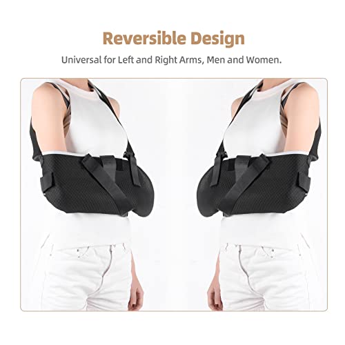 Solmyr Arm Sling for Broken Fractured Bones Elbow Wrist, Adjustable Shoulder Immobilizer & Rotator Cuff Support Brace, Split Strap and Waistband, Universal for Left and Right Arms, Men and Women(M)