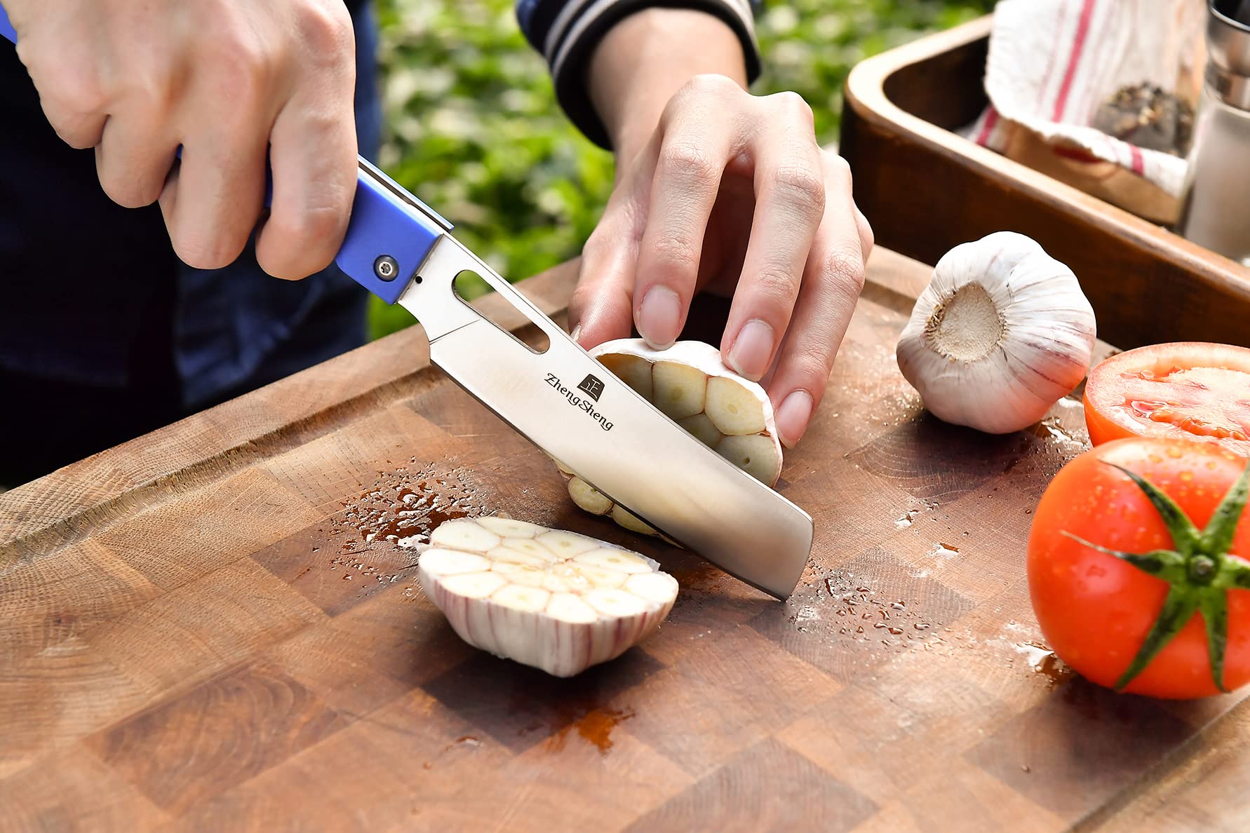 ZhengSheng Folding Chef Knife 4.8" Sharp 440A Stainless Steel Blade G10 Handle Pocket Foldable Kitchen Knife Utility Knife for Outdoor Camping Cooking