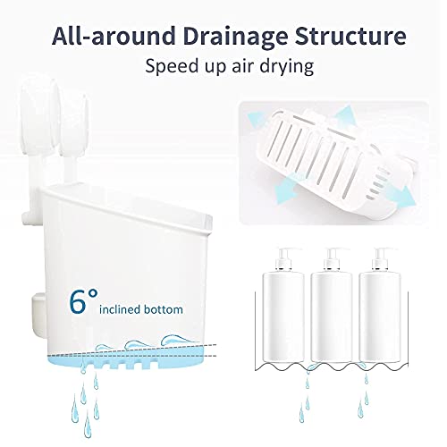 LEVERLOC Corner Shower Caddy Suction Cup And NO-Drilling Removable Shower Caddy Suction Cup Bathroom Shower Shelf Heavy Duty Max Hold 22lbs Caddy Organizer Shower Corner Rack for Bathroom & Kitchen