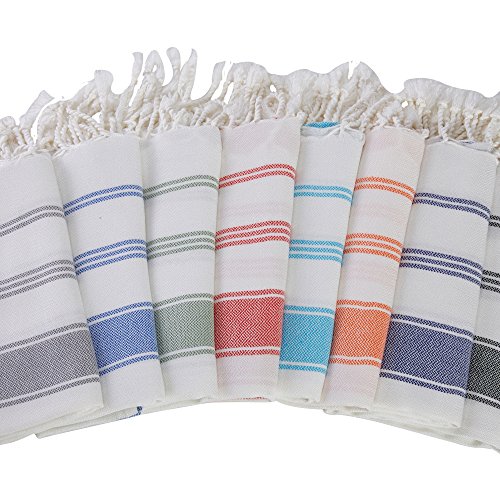 (SET of 8) Turkish Cotton Hand Face Head Guest Gym Towel Set Peshtemal Washcloth Kitchen Tea Towel Dish Cloth Set (MultiColor)