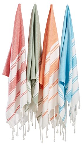 (SET of 8) Turkish Cotton Hand Face Head Guest Gym Towel Set Peshtemal Washcloth Kitchen Tea Towel Dish Cloth Set (MultiColor)